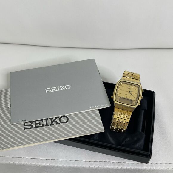 Seiko | Accessories | Rare Vintage Seiko Quartz Watch H46509 Gold Tone Mens Digital Analog 1980s ...